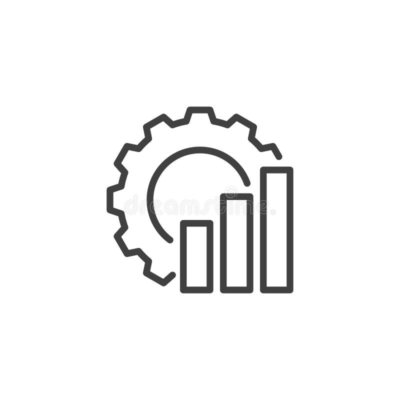 Gear and Bar Charts Line Icon Stock Illustration - Illustration of ...