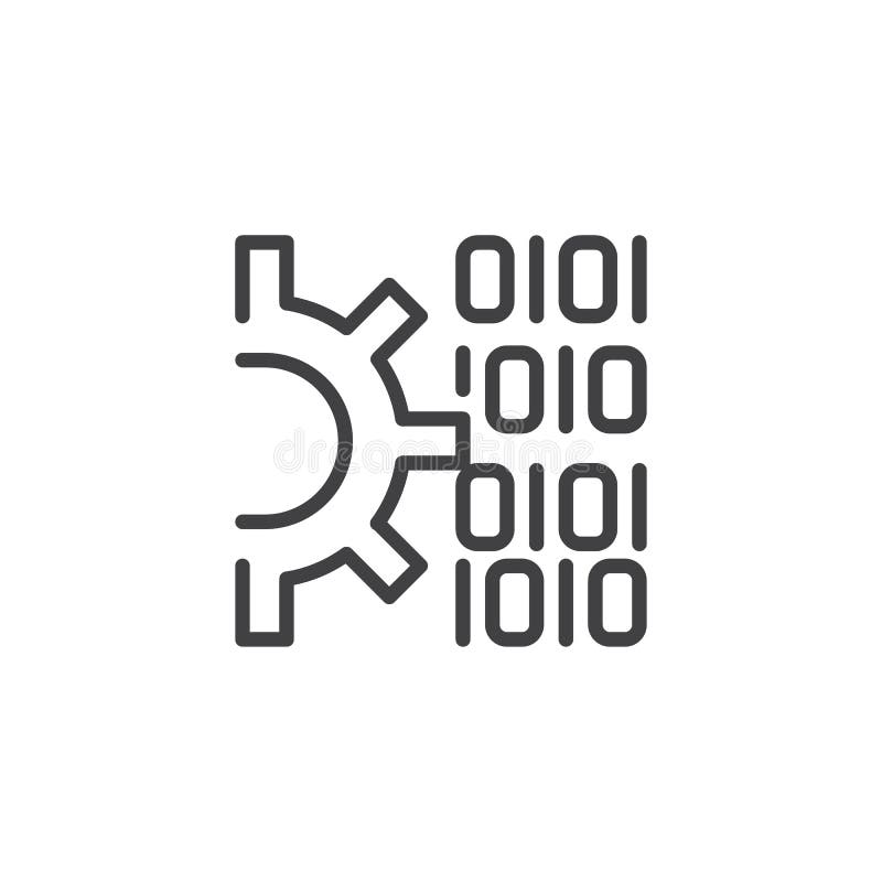 Binary Code Icon Outline Style Stock Illustrations 549 Binary Code