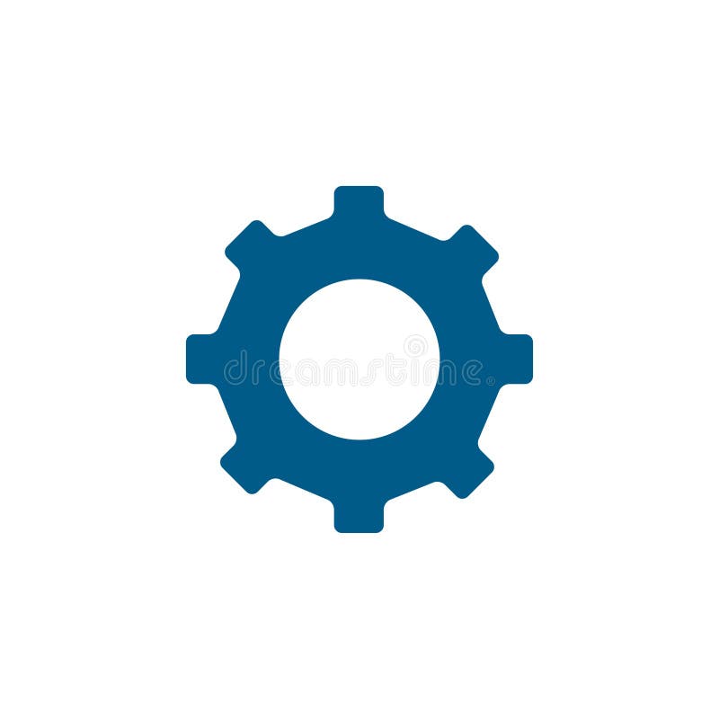 Gear Blue Icon on White Background. Blue Flat Style Vector Illustration ...