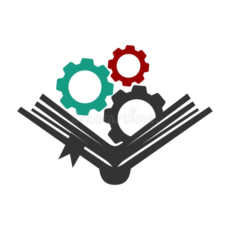 Gear Book Logo Icon Illustration Brand Identity Stock Vector ...