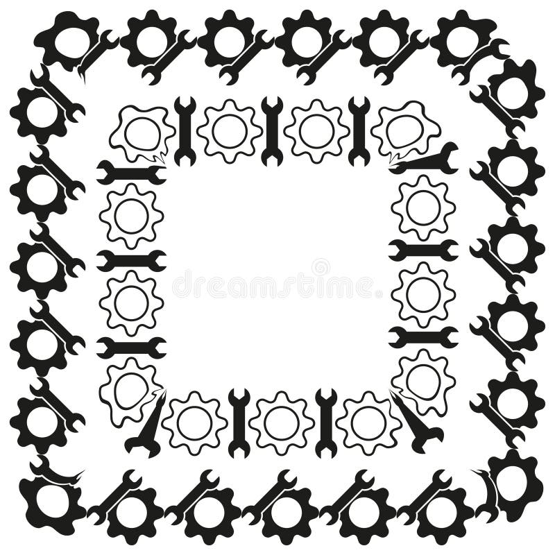 Gear Border Frame. Butterfly Cogwheel Decoration. Mechanical Nature ...
