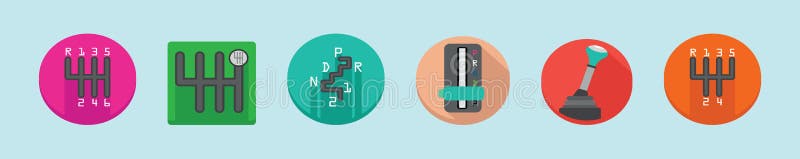 Gear Box, Stick Shift. Cartoon Icon Design Template with Various Models ...