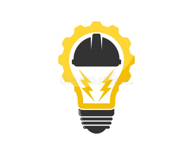 Gear Bulb with Safety Helmet and Electrical Lightning Inside Stock ...