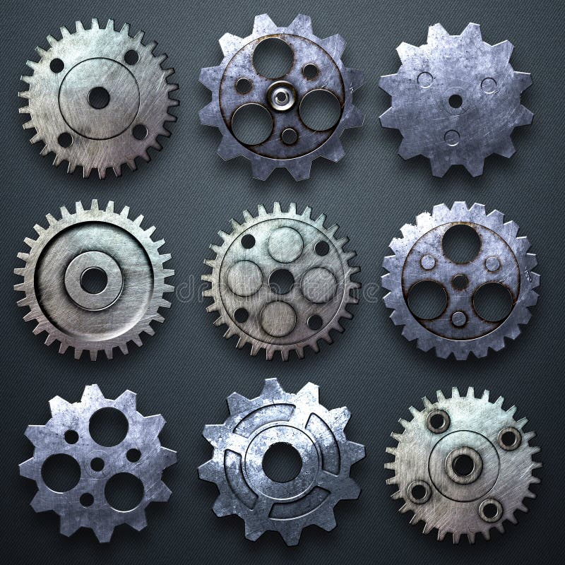 Gear on the Carbon Metallic Wall. Home Decoration. Stock Illustration ...