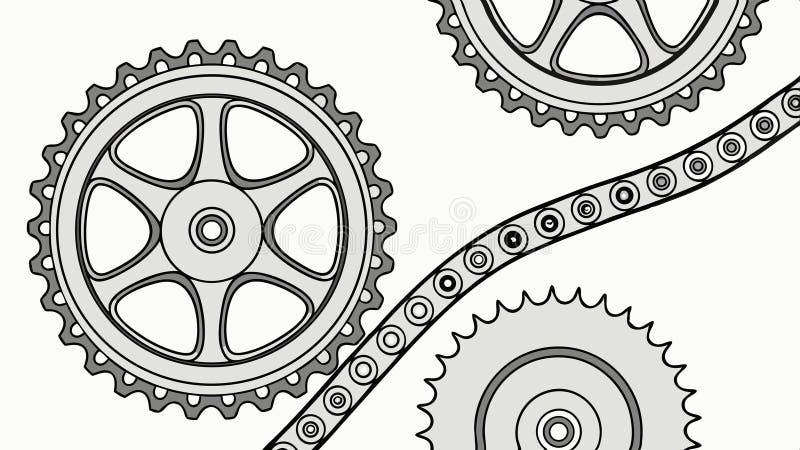 Gear and Chain Mechanism, Industrial Machine Part Vector Design ...