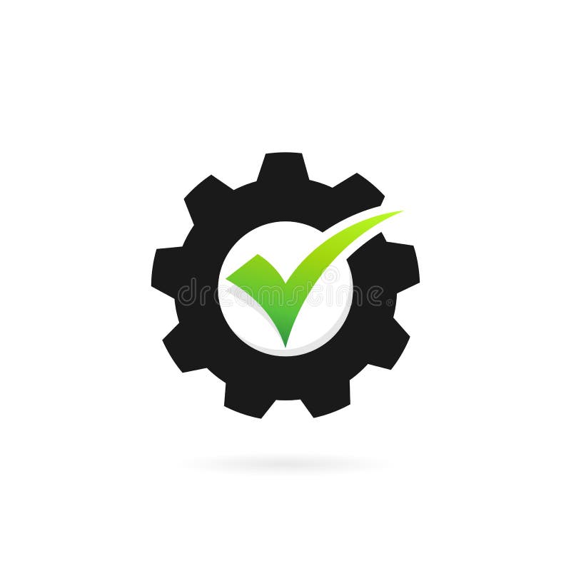 Gear with Check in Circle Icon. Successful Process Stock Vector ...