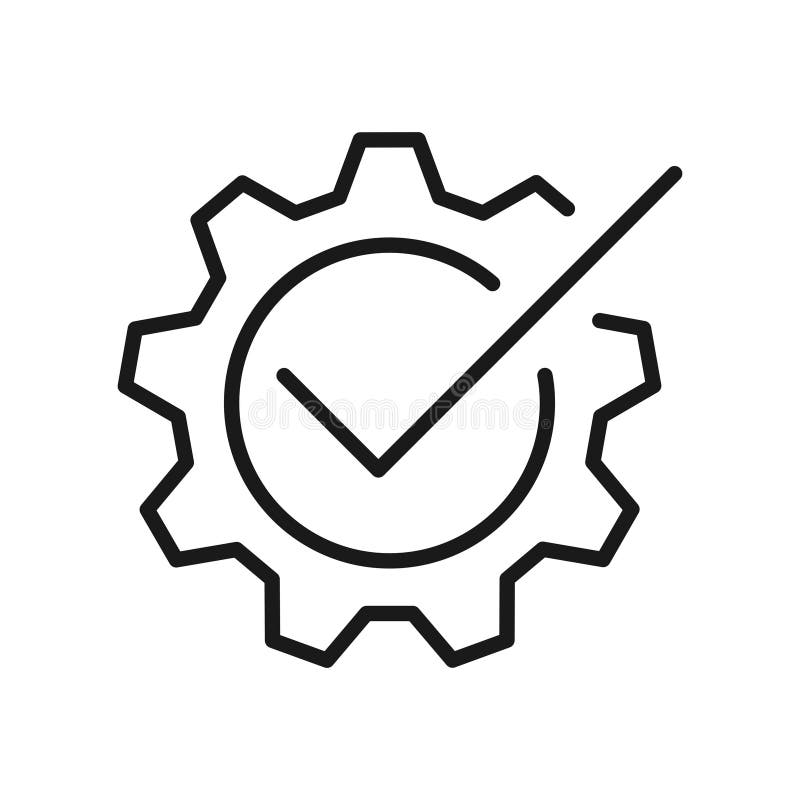 Gear with Check Mark Icon. Quality Control Illustration Stock Vector ...