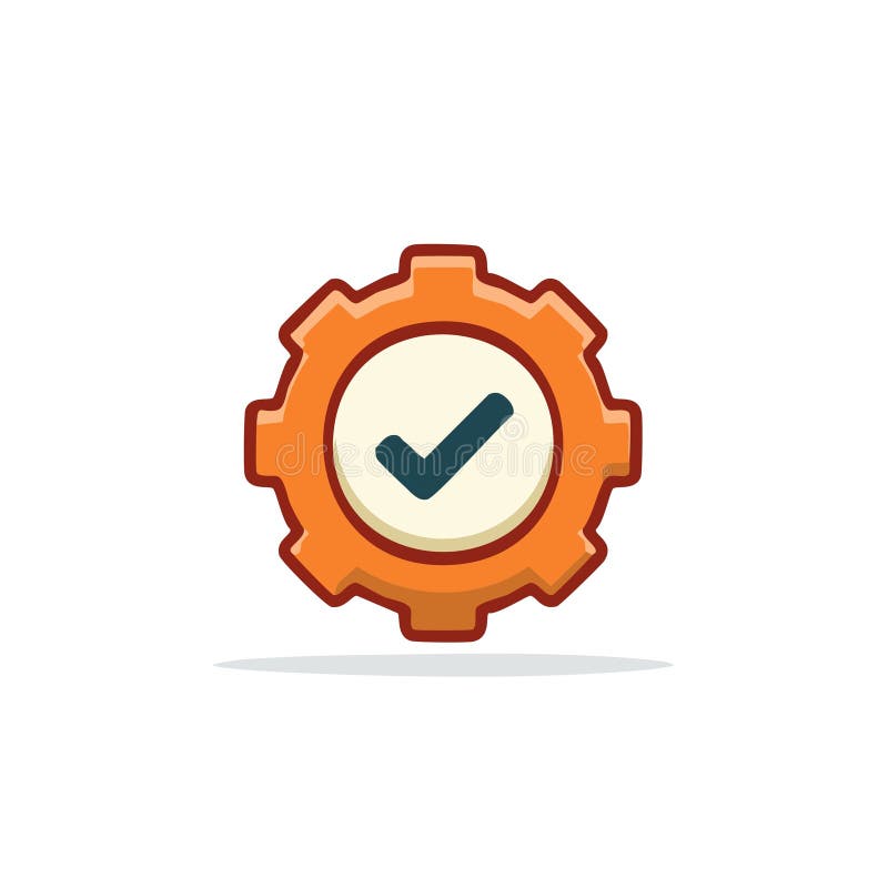 Gear with Check Mark Icon for Successful Process and Quality Control ...