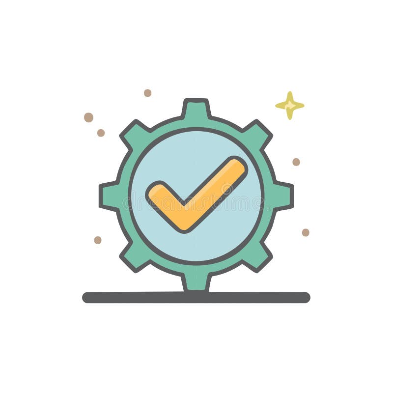 Gear with Check Mark Shows Process Complete Technology Concept Stock ...