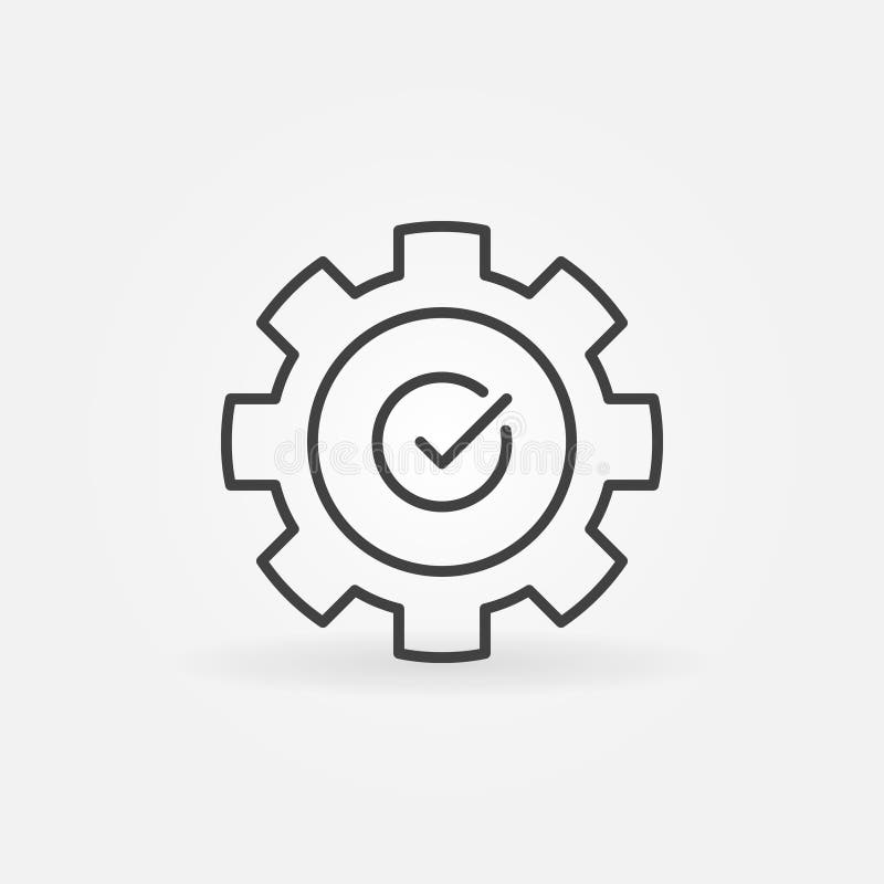Gear with Check Mark Vector Icon in Thin Line Style Stock Vector ...