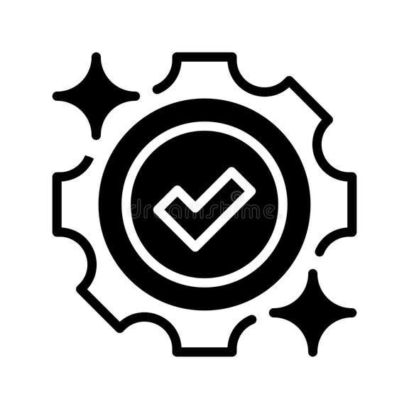 Gear with Checkmark Line Icon, Outline Symbol for Process Validation ...