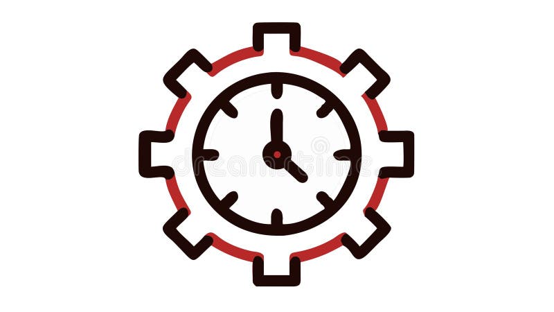 Gear with Clock Hands Icon, Representing Process Timing or Mechanism ...