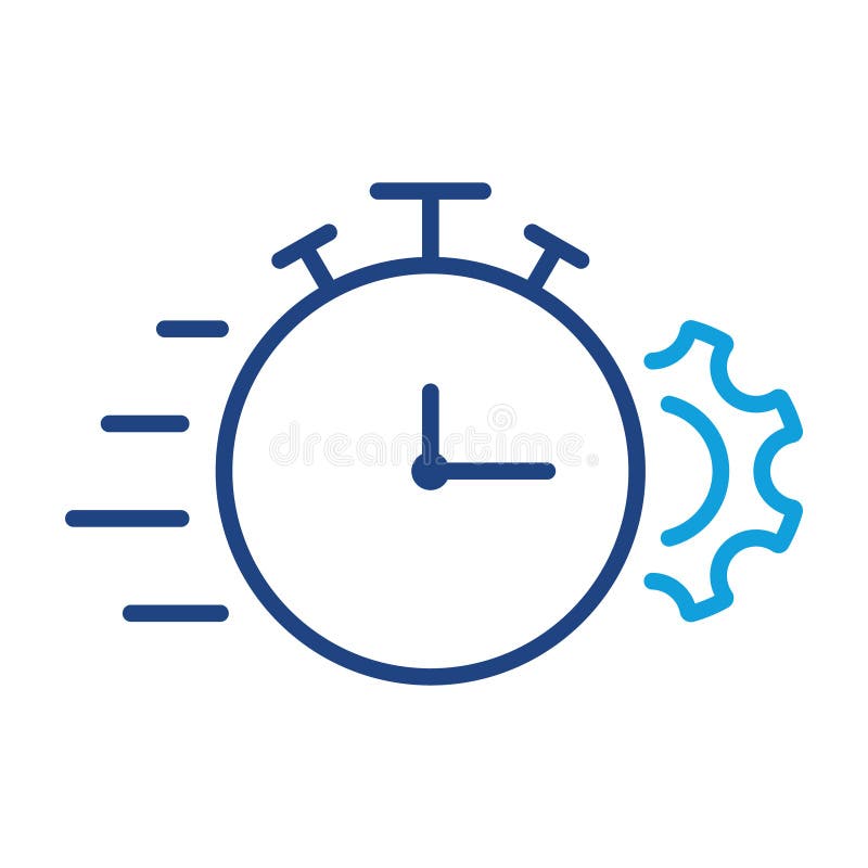 Gear and Clock Line Icon. Cog Wheel and Watch Time Deadline, Settings ...