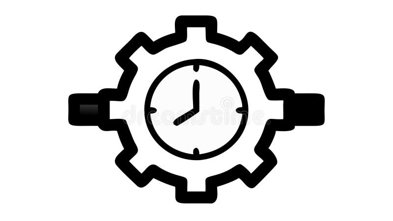 Gear with Clock Outline Icon for Settings or Scheduled Tasks, Vector ...