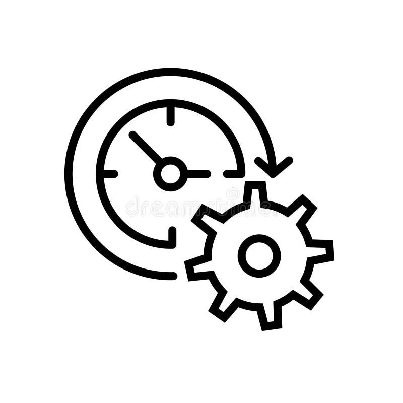 Gear with Clock Reprocessing Sign Line Icon. Update, Cycle, Arrow ...