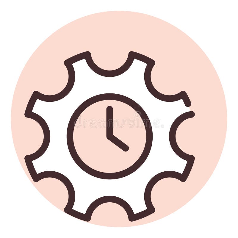 Gear with Clock Vector Icon Sign Symbol Stock Vector - Illustration of ...