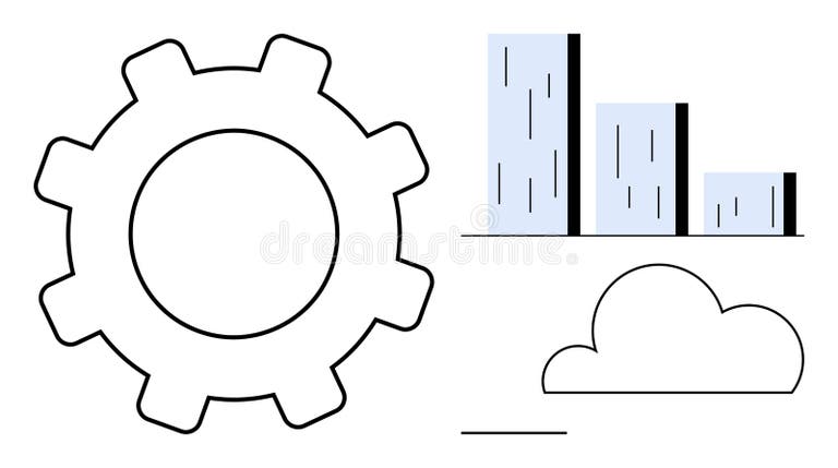 Gear and Cloud with Bar Chart Visualizing Data, Technology, and Collaboration Concepts Stock ...
