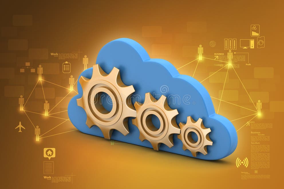 Gear and cloud stock illustration. Illustration of database - 55842435