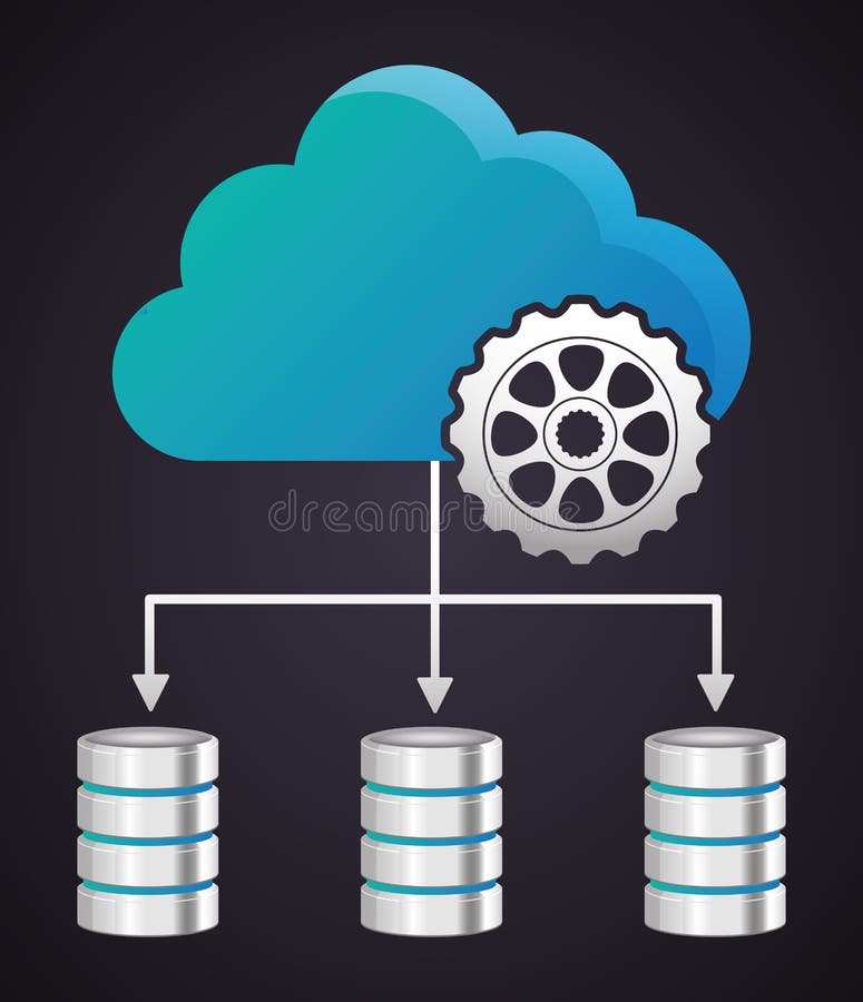 Gear Cloud Data Center Web Hosting. Vector Graphic Stock Vector - Illustration of safe, protect ...