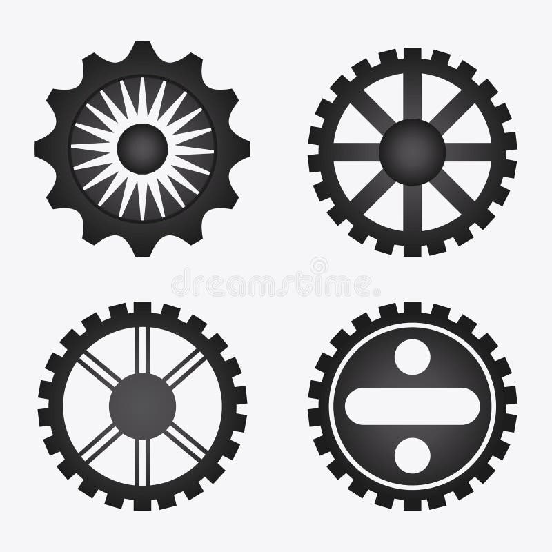 Gear Cog Machine Part Set Design Stock Vector - Illustration of gear ...