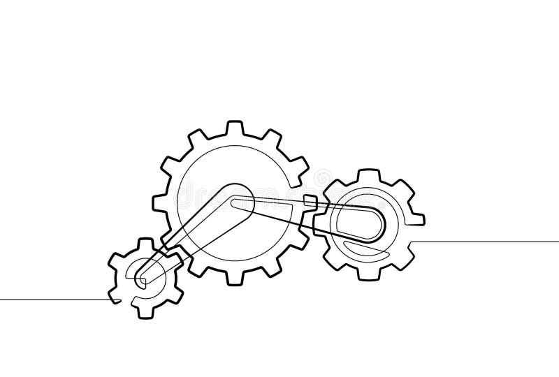 Continuous Line Drawing Cogs Stock Illustrations – 16 Continuous Line ...