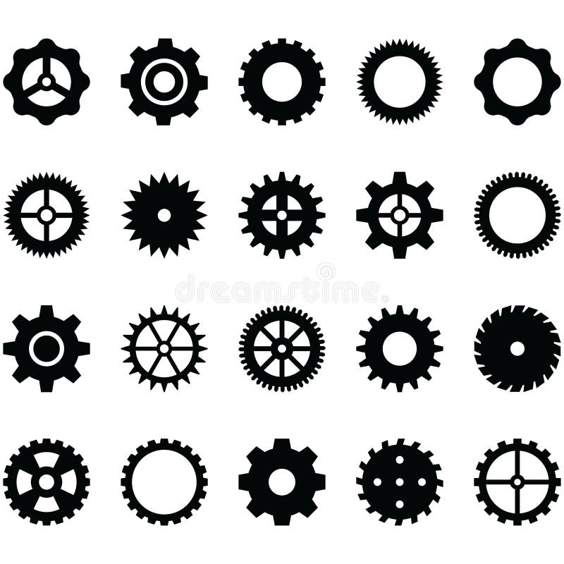 Gear Cog Shape Set Collection Isolated Stock Vector - Illustration of ...