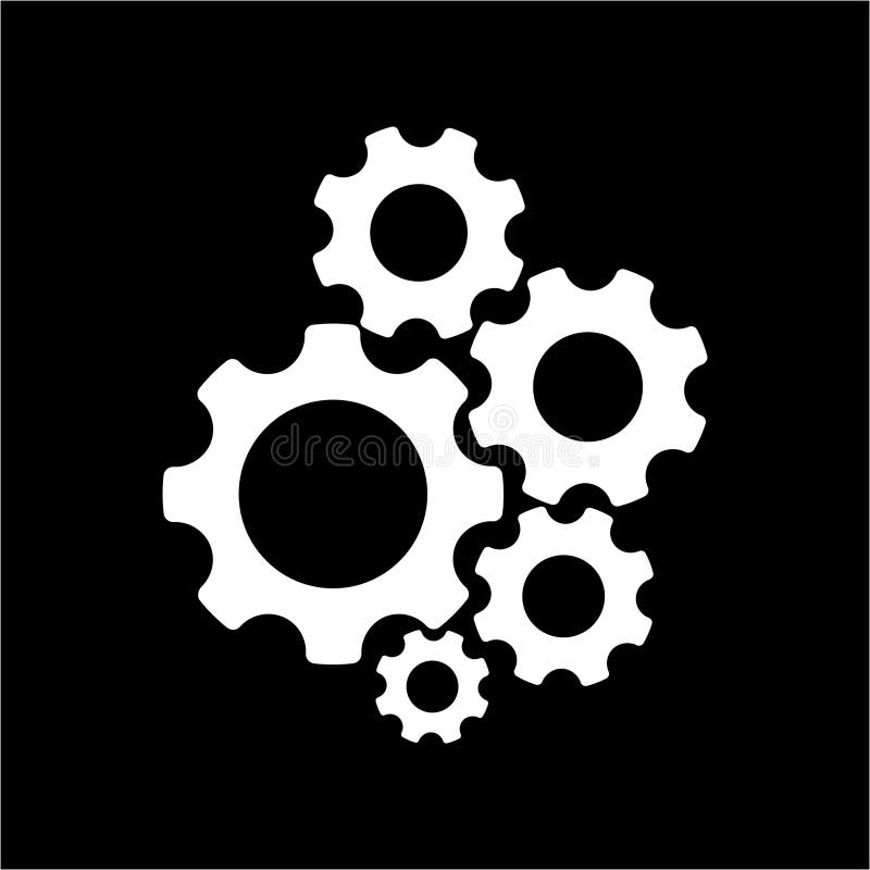 5 Gear or Cog Vector Icon in Dark Background Stock Vector ...