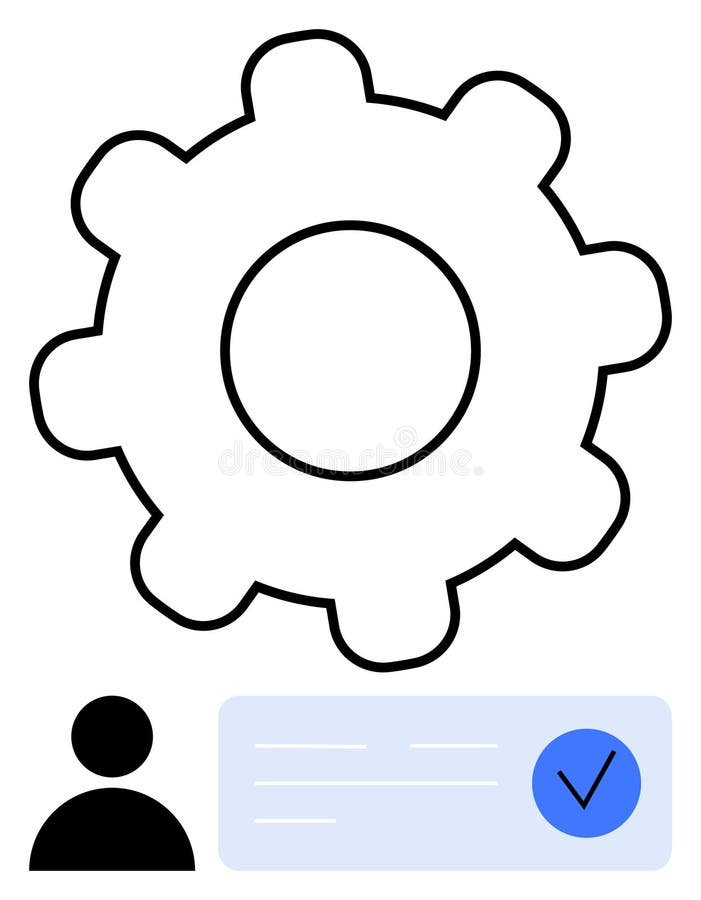 Gear with User Profile Icon and Verified Checkmark, Emphasizing ...