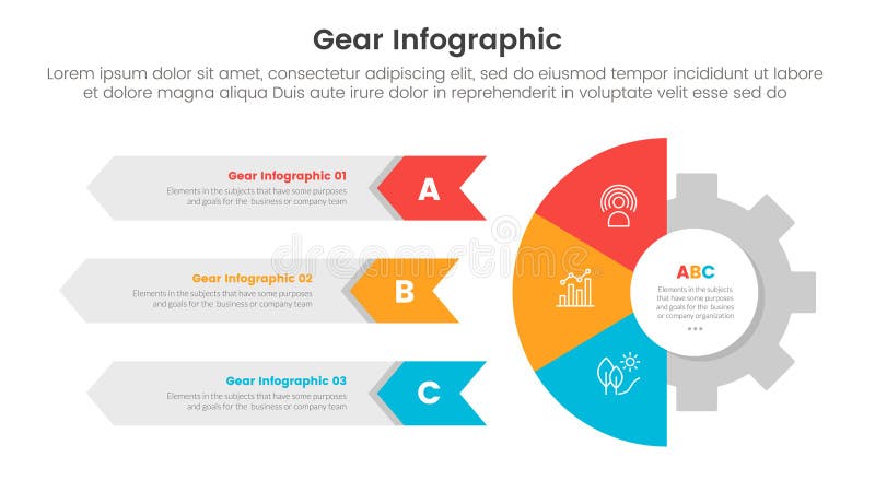 Gear Cogwheel Infographic Template Banner with Half Circle and ...
