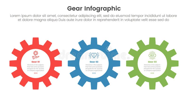 Gear Cogwheel Infographic Template Banner with Horizontal Right ...