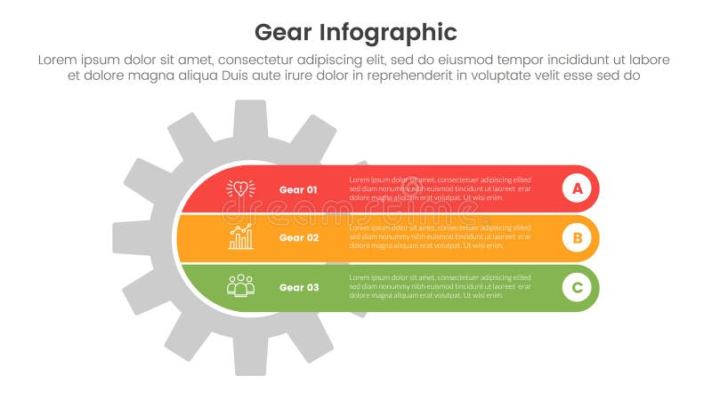 Gear Cogwheel Infographic Template Banner with Round Rectangle through ...