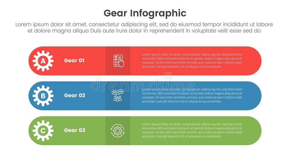 Gear Cogwheel Infographic Template Banner with Round Rectangle Shape ...