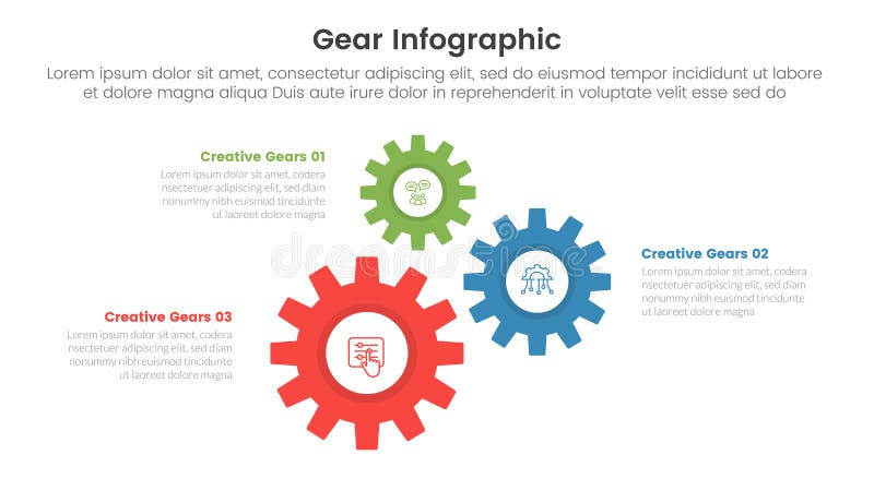 Gear Cogwheel Infographic Template Banner with Unbalance Vertical ...
