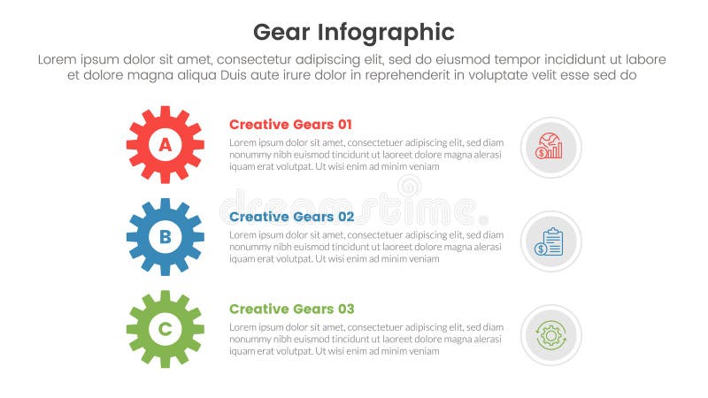 Gear Cogwheel Infographic Template Banner with Vertical Stack Direction ...