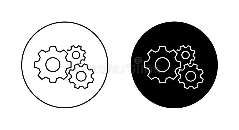 Gear, Cogwheel Outline Icon in Black Circle. Engineering, Industry, and ...