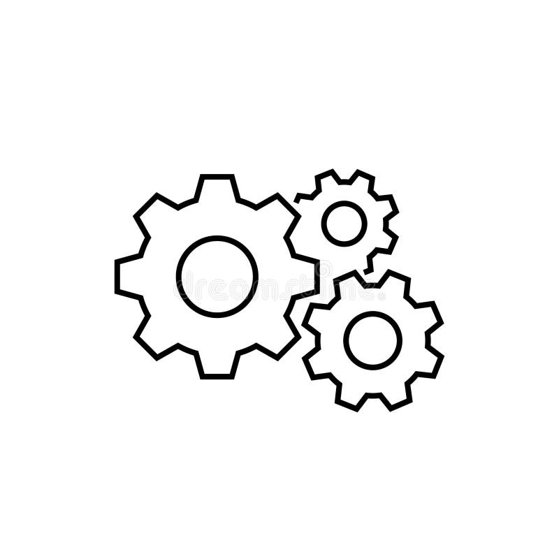 Gear, Cogwheel Outline Icon. Engineering, Industry, and Machine Settings Symbol Stock ...