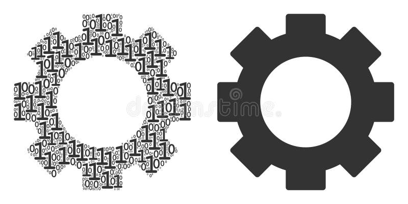 Gear Collage of Binary Digits Stock Vector - Illustration of industry ...