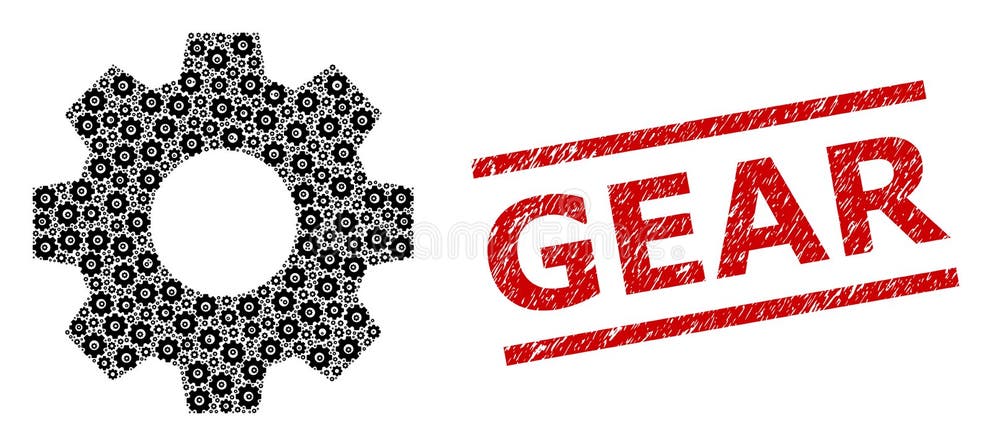 Gear Collage of Gear Icons and Grunge Gear Seal Stock Vector ...