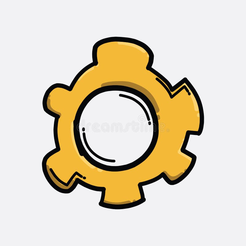 Gear Color Vector Icon. Drawing Sketch Illustration Hand Drawn Line ...