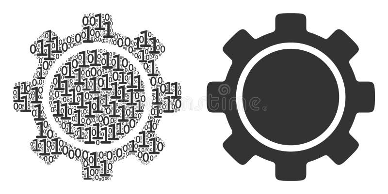 Gear Collage of Binary Digits Stock Vector - Illustration of config ...