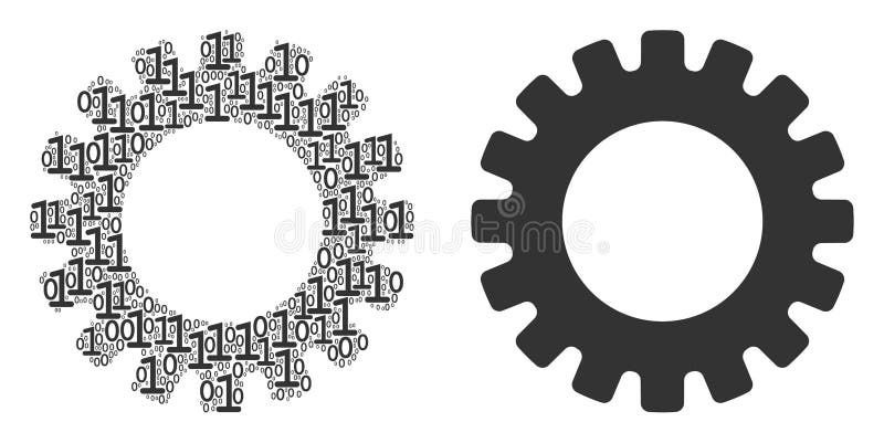 Gear Mosaic of Binary Digits Stock Vector - Illustration of engine ...
