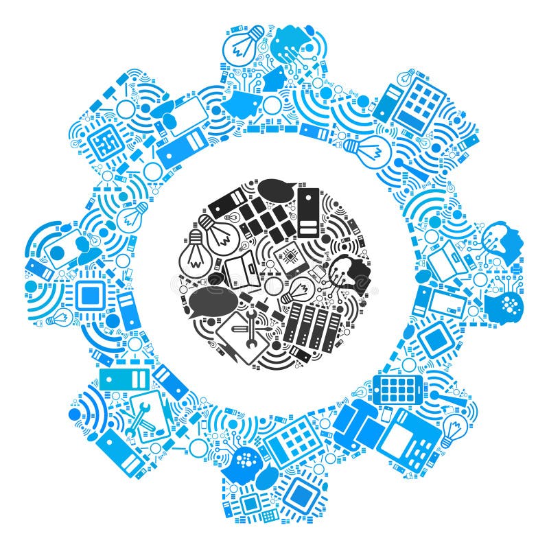 Gear Collage for Bigdata and Computing Stock Vector - Illustration of ...