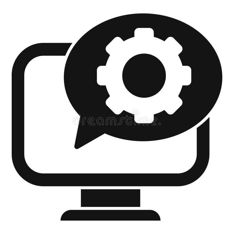 Gear Computer Support Icon Simple Vector. Online Tech Volume Stock ...