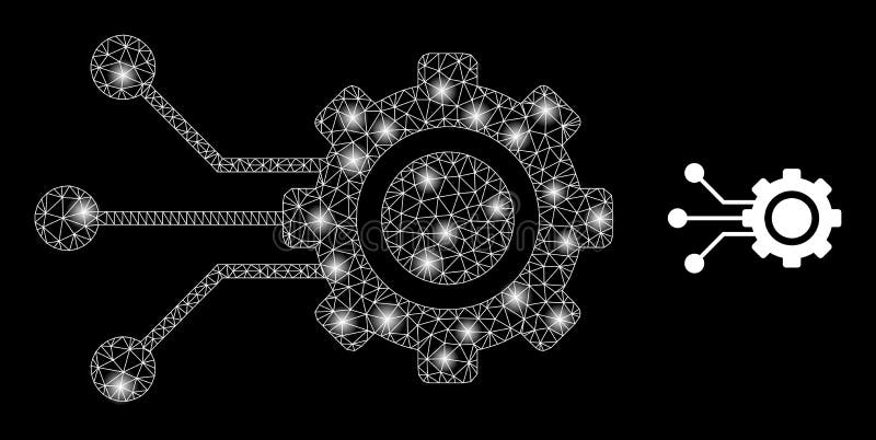 Gear Connectors Icon - Wire Frame Mesh with Light Spots Stock Vector ...
