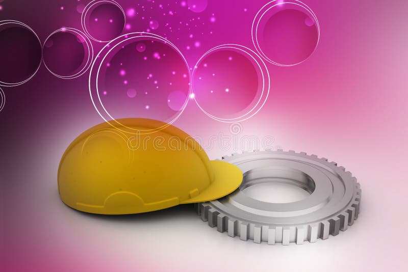 Gear with construction cap stock illustration. Illustration of ...