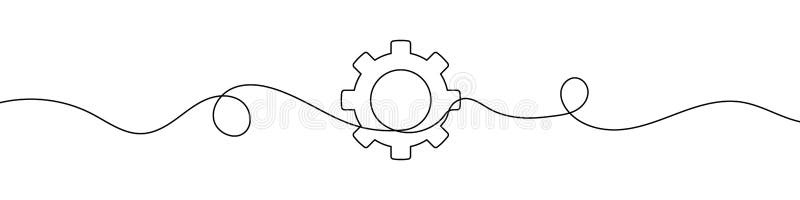 Gear in Continuous Line Drawing Style. Line Art of a Gear Wheel Symbol ...