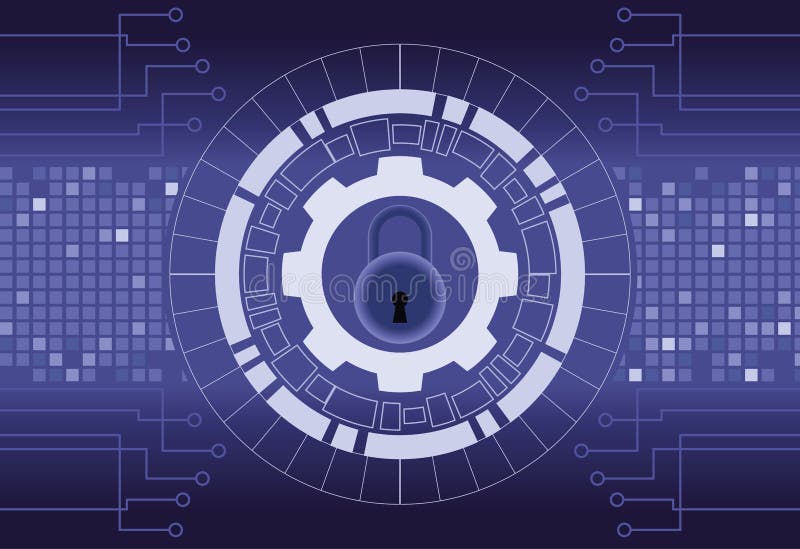 Gear in cyber security stock vector. Illustration of tech - 251200520