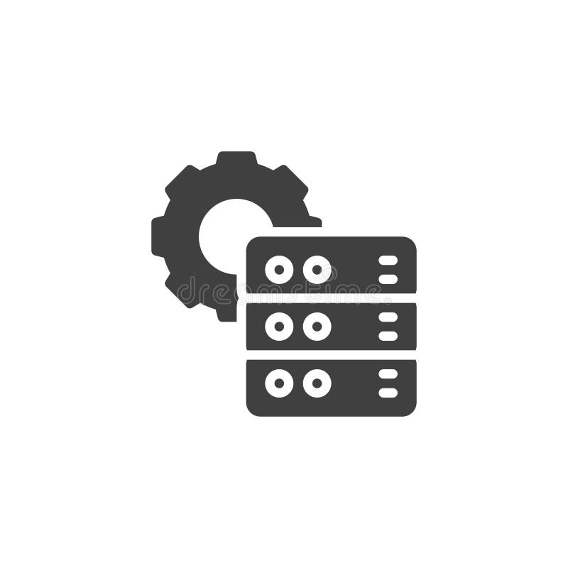 Gear with Data Server Vector Icon Stock Illustration - Illustration of ...