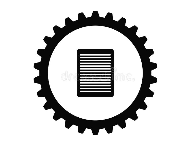 Gear and Document Icon. Flat Style Black Icon on White Background. Checklist with Cog Icon in ...