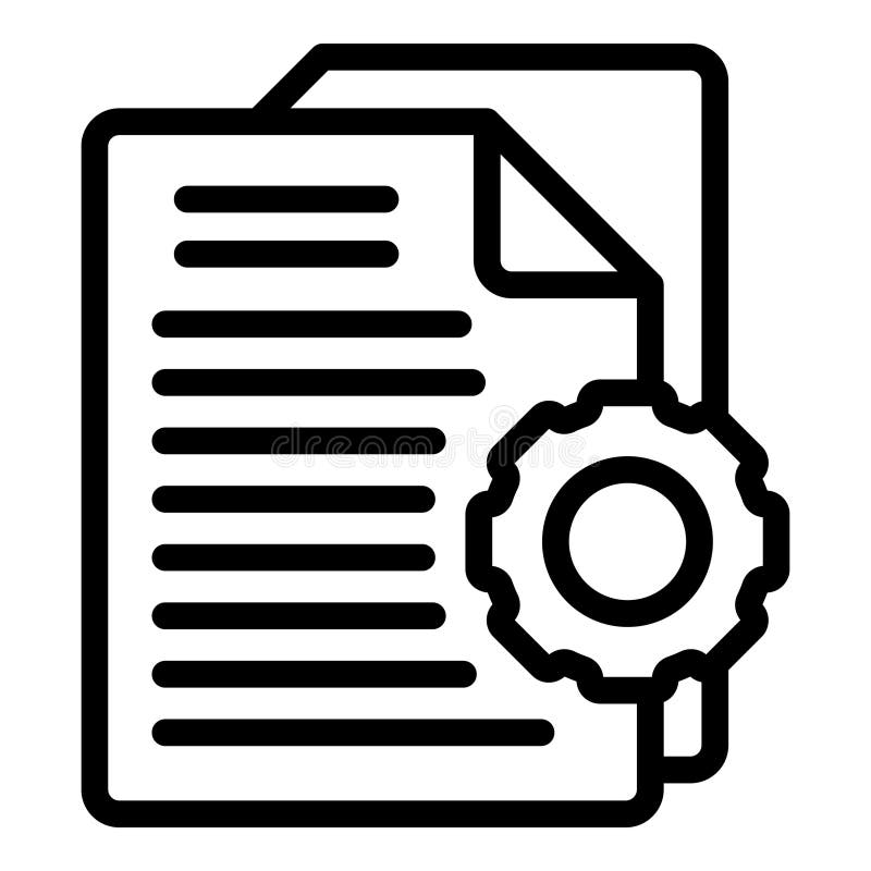 Gear Document System Icon Outline Vector. Transcribe Assistant Stock ...